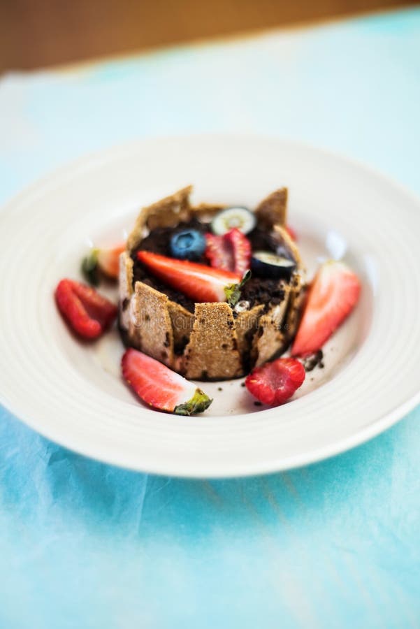 Dessert with Tonka Cream, Chocolate and Berries Stock Image - Image of ...