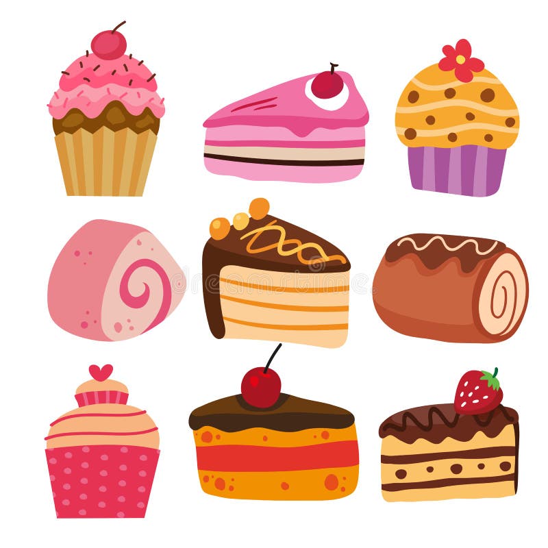 Dessert Vector Collection Design Stock Illustration - Illustration of ...