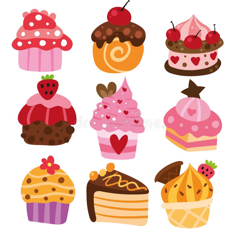 Dessert Vector Collection Design Stock Illustration - Illustration of ...