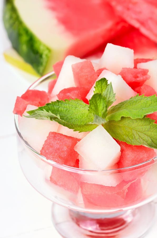Dessert with Watermelon and Melon Stock Image - Image of dessert, macro ...