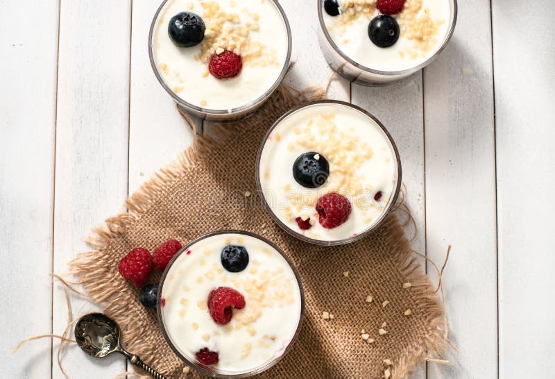 Dessert with Yogurt and Fresh Fruit Stock Image - Image of dessert ...