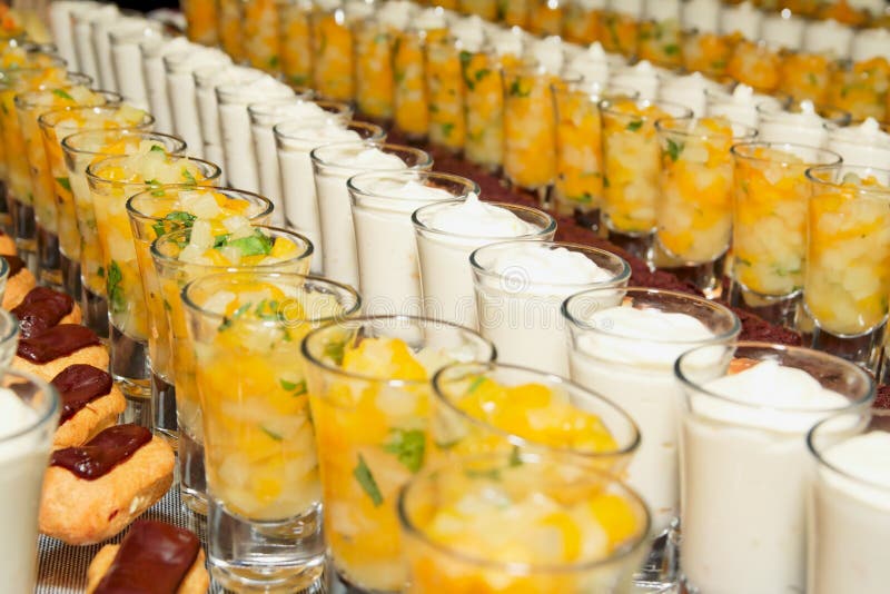 Desserts in Cocktail Glasses Stock Image - Image of table, dessert ...