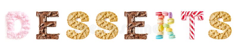 Desserts Text Made of Sweets Isolated Stock Illustration - Illustration ...