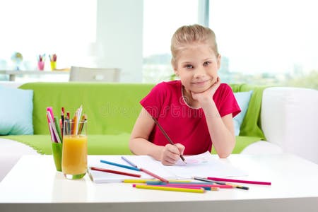 Dessin à la maison photo stock. Image du éducation, adorable - 27879606