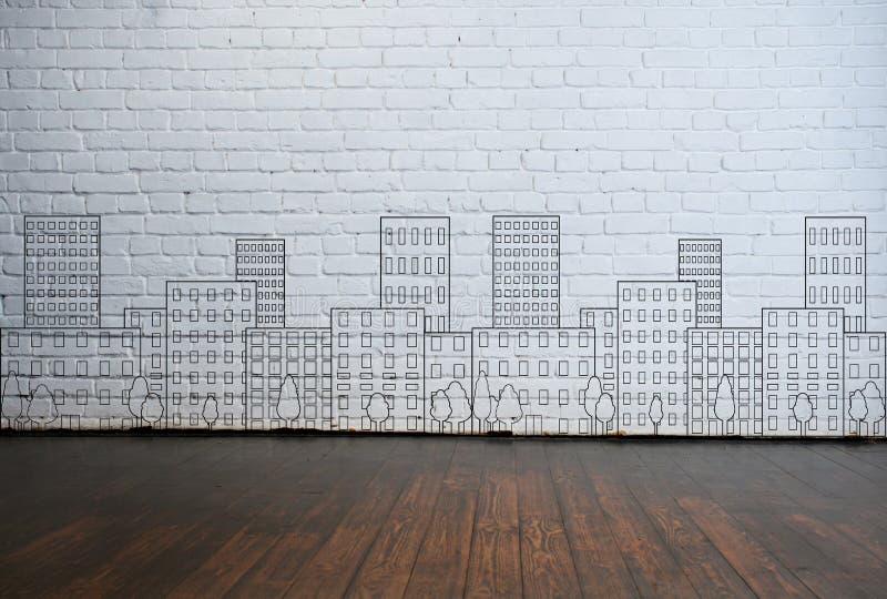 Dessin Abstrait D'architecture Sur Le Mur Photo stock - Image du ...
