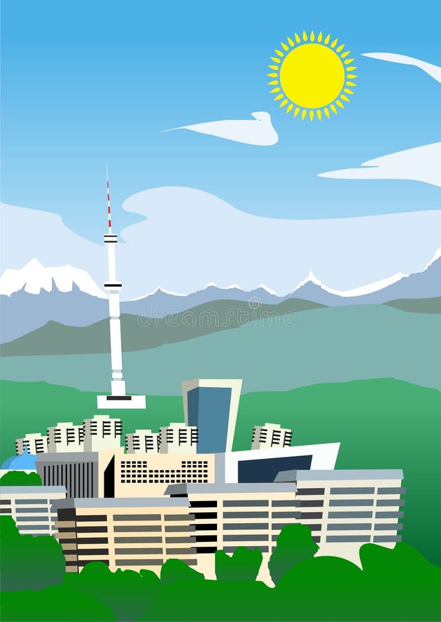 Dessin animé Almaty illustration de vecteur. Illustration of peinture ...