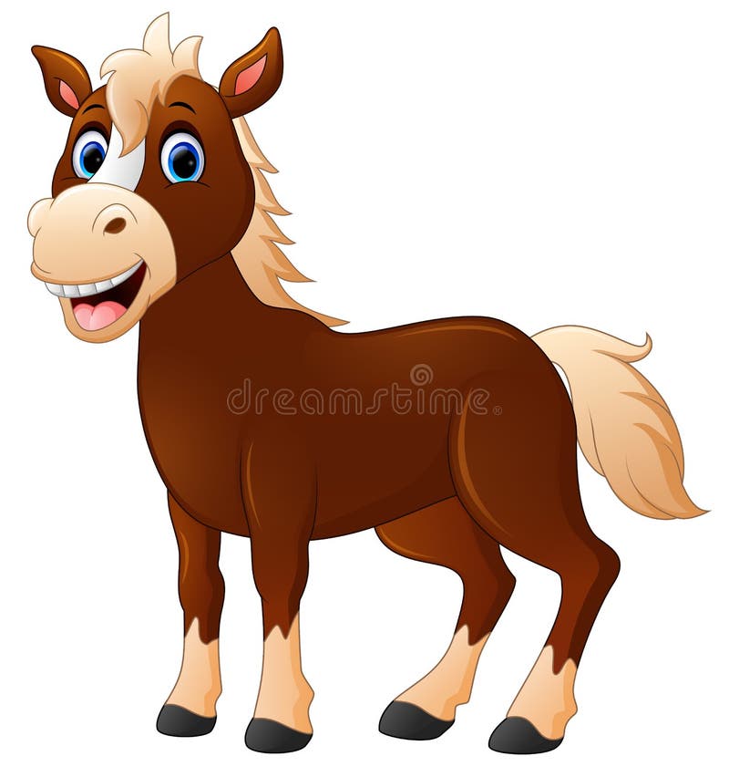 Personnage De Dessin Animé De Cheval Avec La Serrure Illustration Stock ...