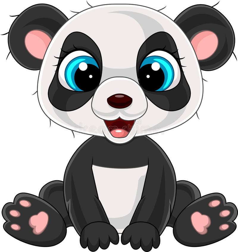 Dessin Animé Mignon Petit Panda Assis Illustration de Vecteur ...