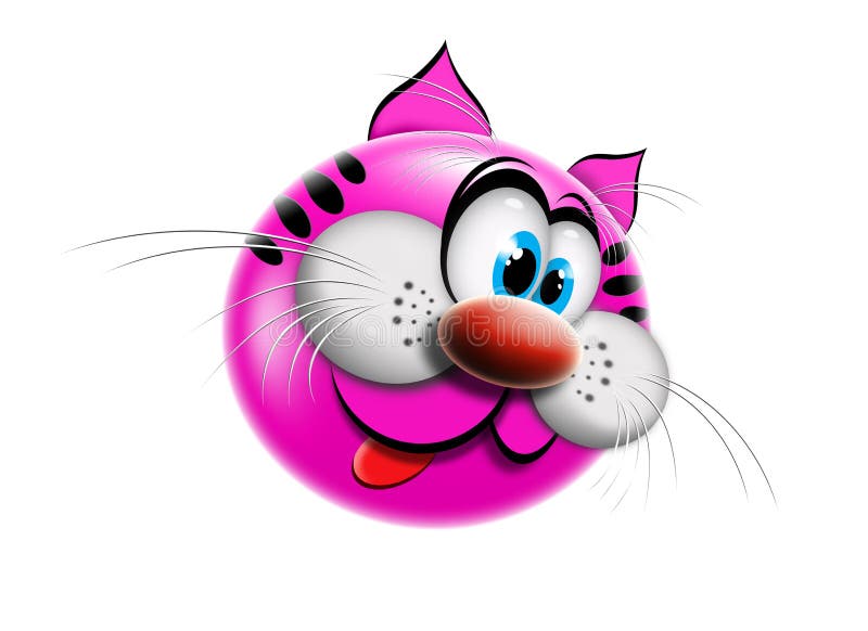 Dessin animé rose de chat illustration stock. Illustration du mignon ...