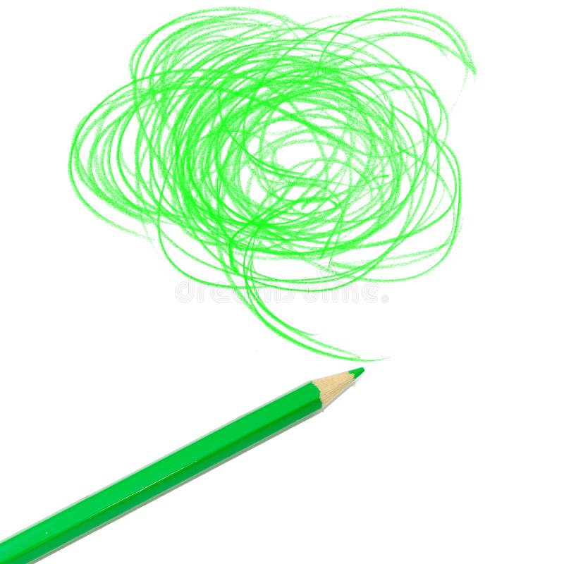 Dessin Au Crayon Coloré Par Vert Photo stock - Image du créativité ...