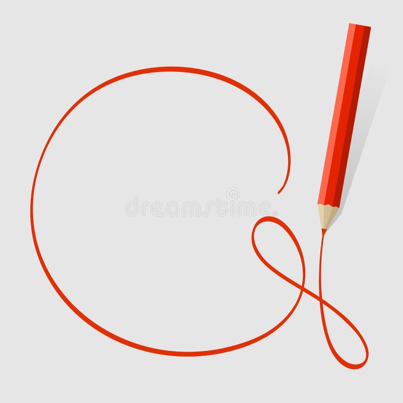 Dessin au crayon rouge illustration de vecteur. Illustration du signe ...