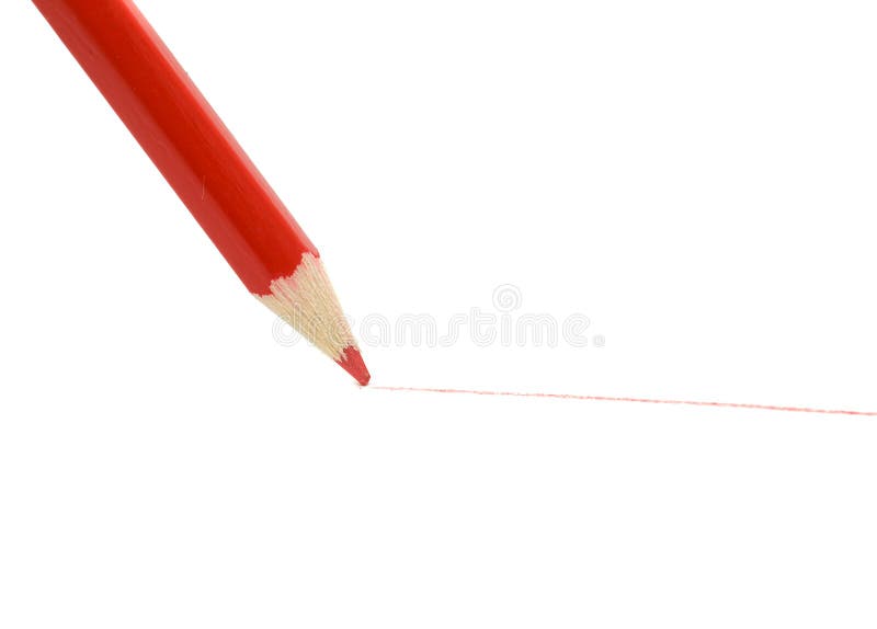Dessin Au Crayon Rouge Une Ligne Photo stock - Image du rouge ...