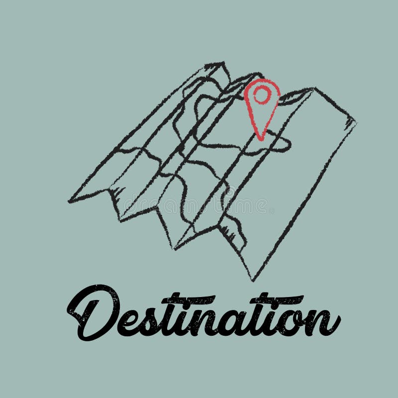 Dessin Au Trait De Carte De Destination De Voyage Illustration de ...