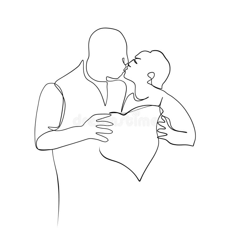 Dessin Continu Des Lignes Art De Ligne Des Amateurs De Baiser Avec