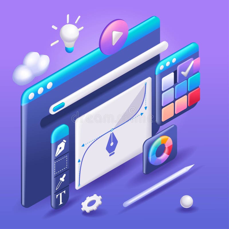 Dessin D'illustration Isométrique 3d. Affichage Avec Interface ...