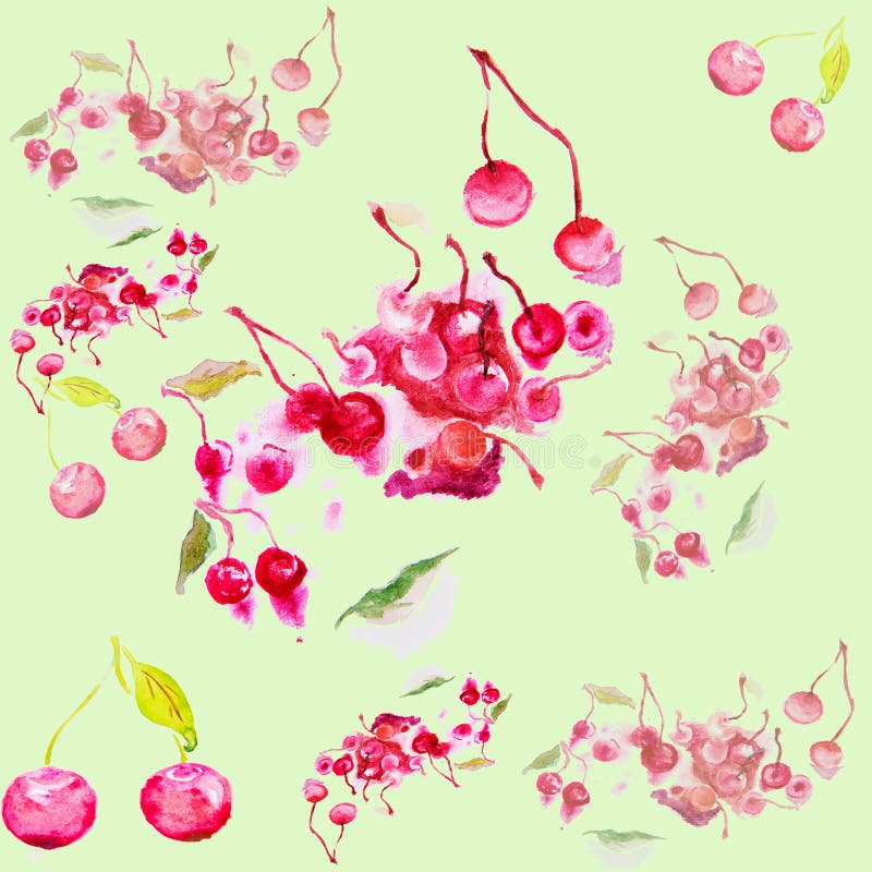 Dessin De Cerise D'aquarelle Illustration Stock - Illustration du ...