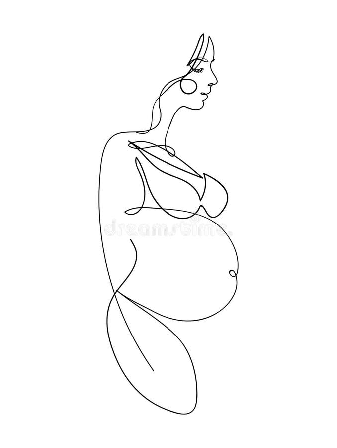 Femme Enceinte De Dessin Au Trait Stock Illustrations Vecteurs