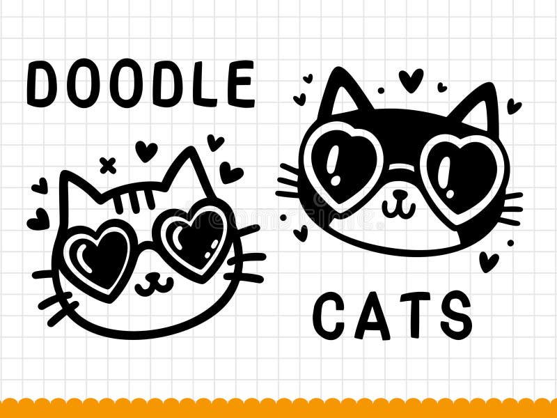 Dessin Silhouette Du Visage De Chat Doodle. Illustration Vectorielle ...