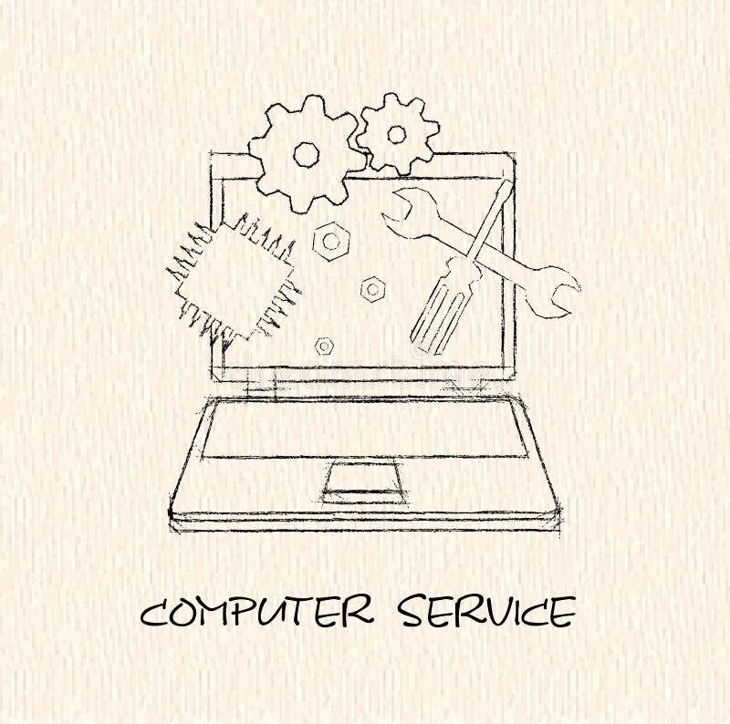 Dessinant Un Crayon Sur Le Papier Un Symbole De Service Informatique ...