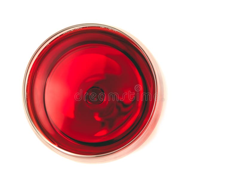 Dessus De Vue Du Vin Rouge Dans Le Verre D'isolement Image stock ...