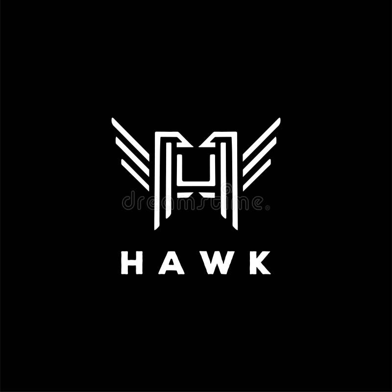 Initial Letter H Bird Falcon Eagle Hawk Monogram Line Outline Style ...