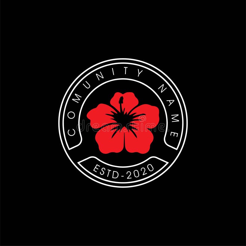 Retro Hibiscus Hawaiian Flower Badge Emblem Logo Design Vector Stock ...