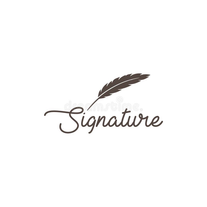 Quill Feather Pen, Minimalist Signature Handwriting Logo Design Vector ...