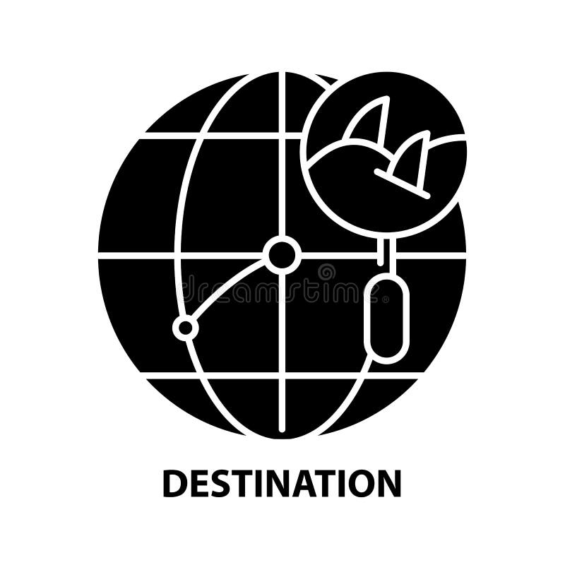 Destination Icon, Black Vector Sign with Editable Strokes, Concept ...
