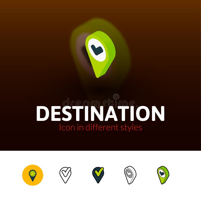 Destination Icon in Different Style Stock Vector - Illustration of icon ...