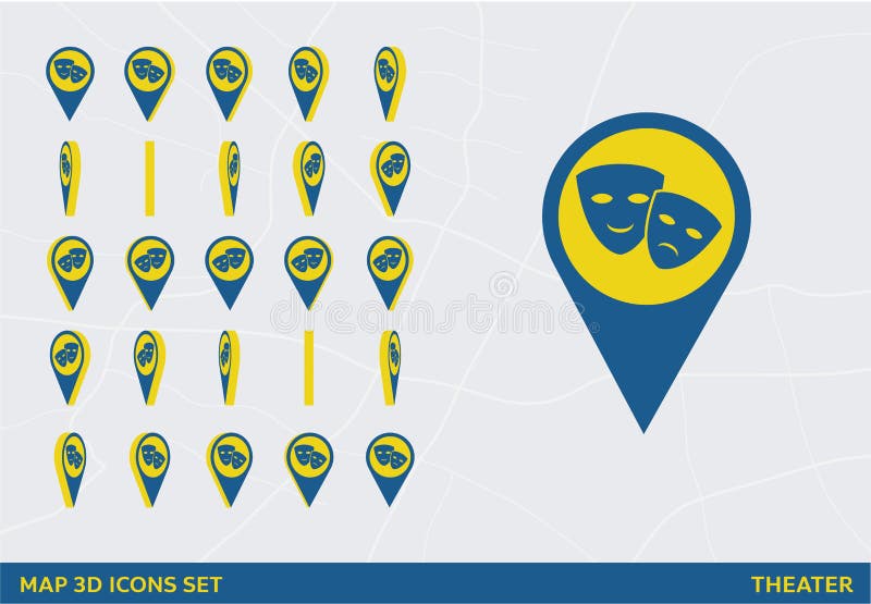 Maps 3D Icon Set Rotation Theater Sign Vector Illustration Stock Vector ...