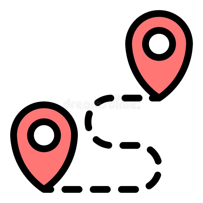 Destination Icon Map Pin with Scenic Backdrop in Flat Line Color Style ...