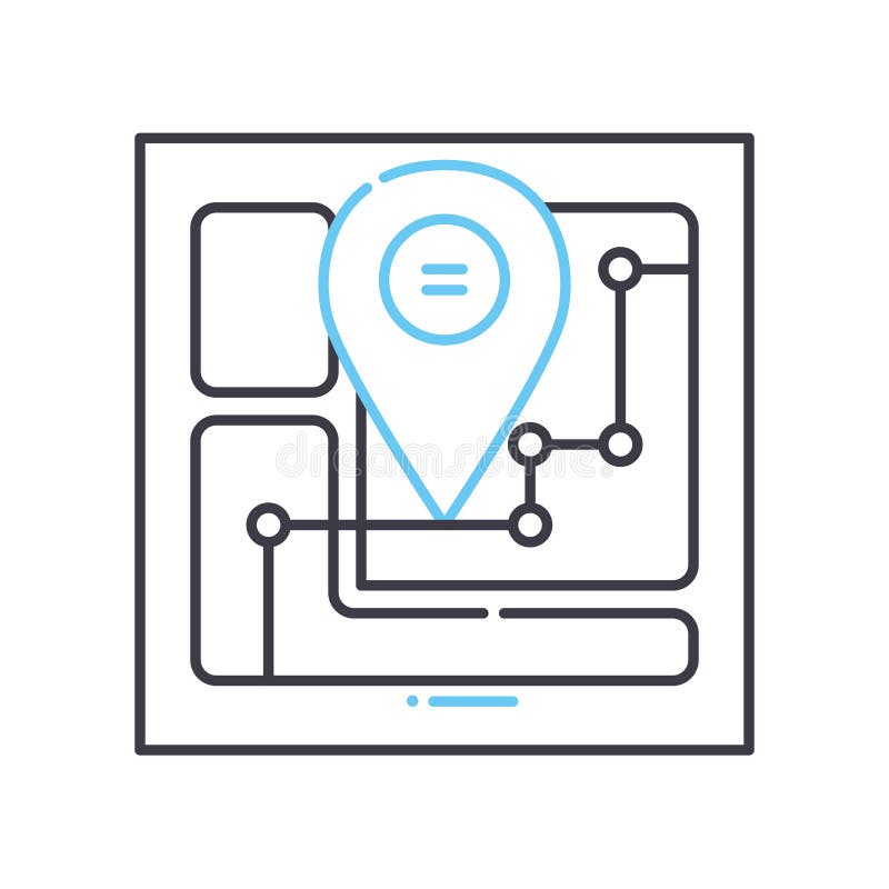 Destination Map Line Icon, Outline Symbol, Vector Illustration, Concept ...
