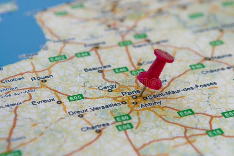 Paris on the map stock image. Image of book, geographical - 7726941