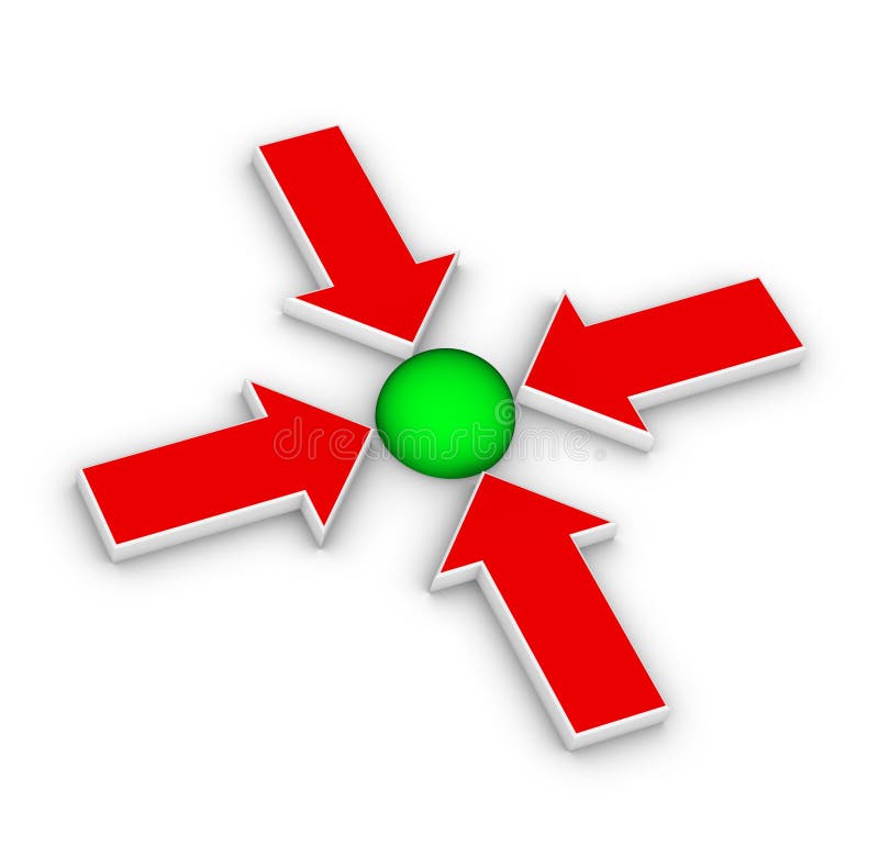 Four Arrows Pointing In One Center Direction Stock Illustration ...