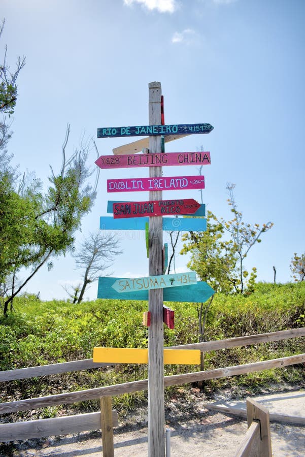 Destination Sign on Post at Bahia Honda State Park Florida Keys Stock ...