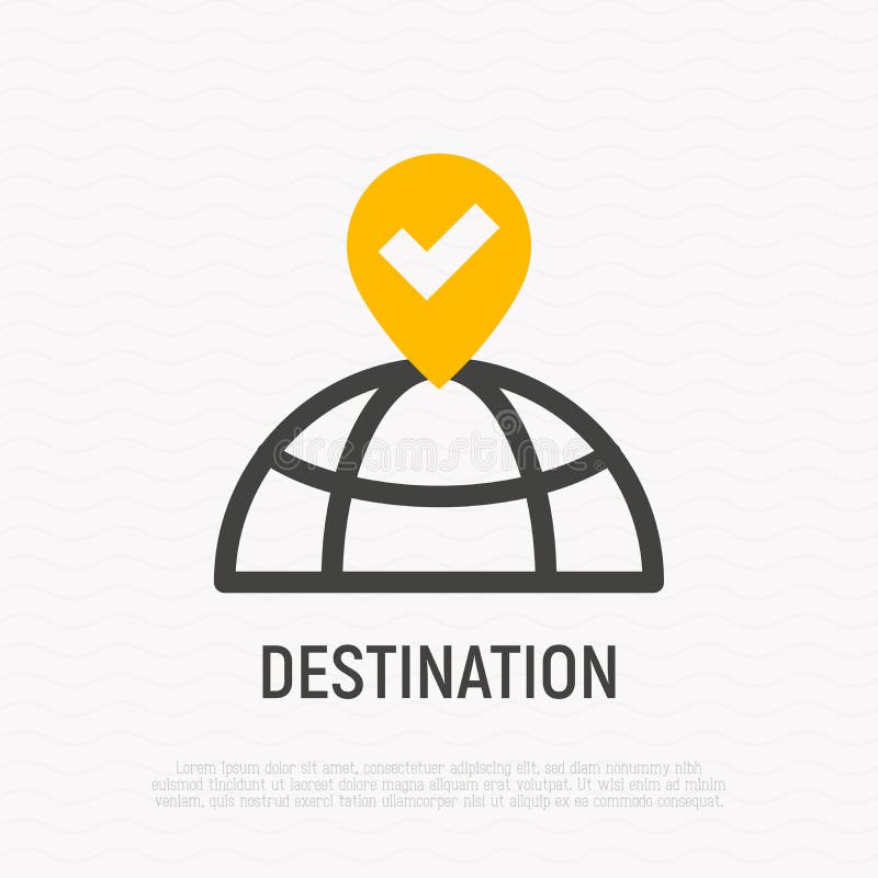Destination Thin Line Icon, Map and Location, Navigation Pin Sign ...