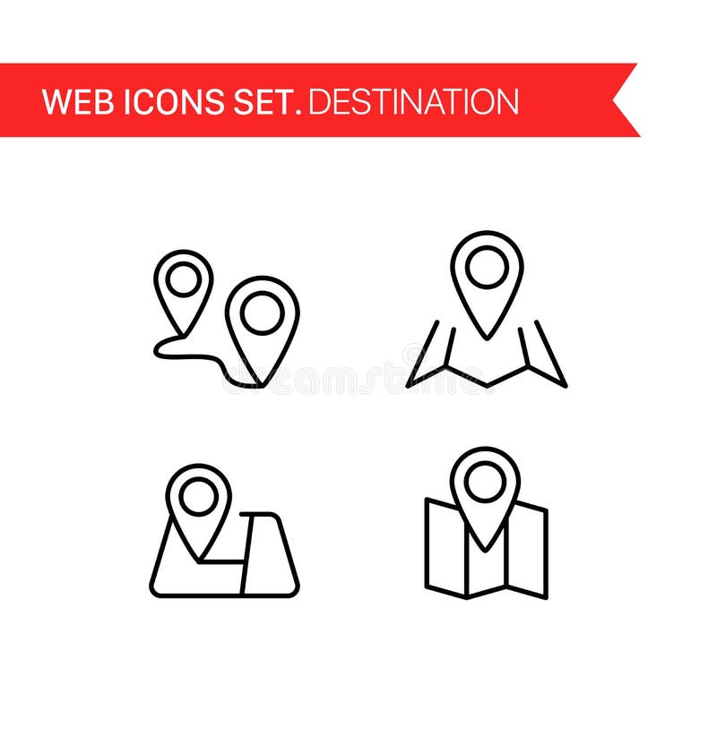 Destination. Thin Line Icons Vector Stock Vector - Illustration of thin ...