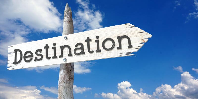 Destination - Wooden Signpost with One Arrow Stock Illustration ...