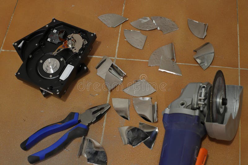 Destroying Computer Hard Drive with Tools Stock Image - Image of ...