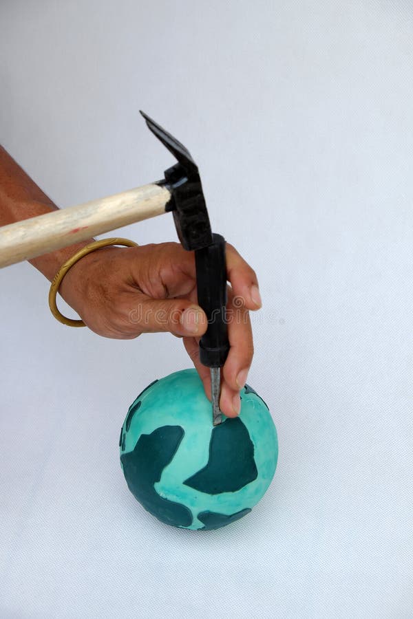 Destroy the Earth by Human Hand Stock Photo - Image of planet, warning ...