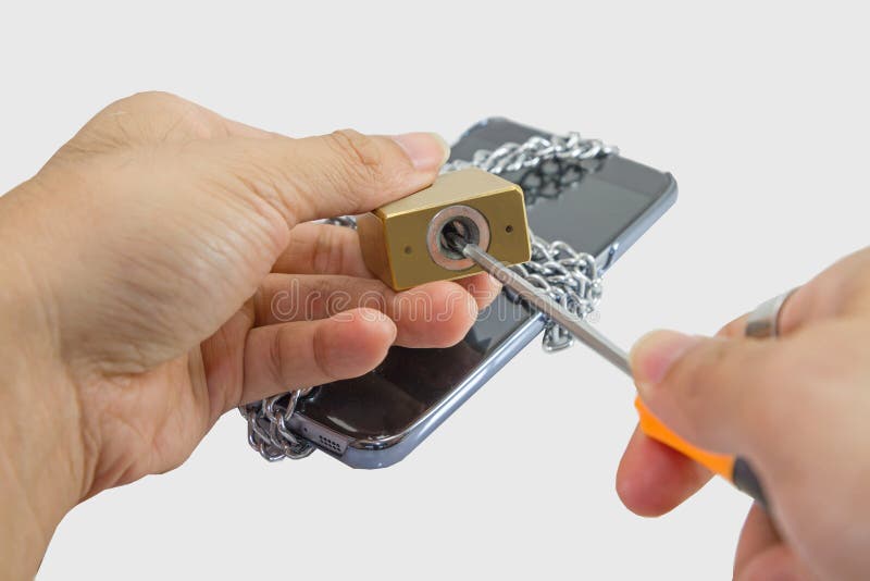 Destroy the Lock Mobile Phone Stock Photo - Image of protection, safe ...
