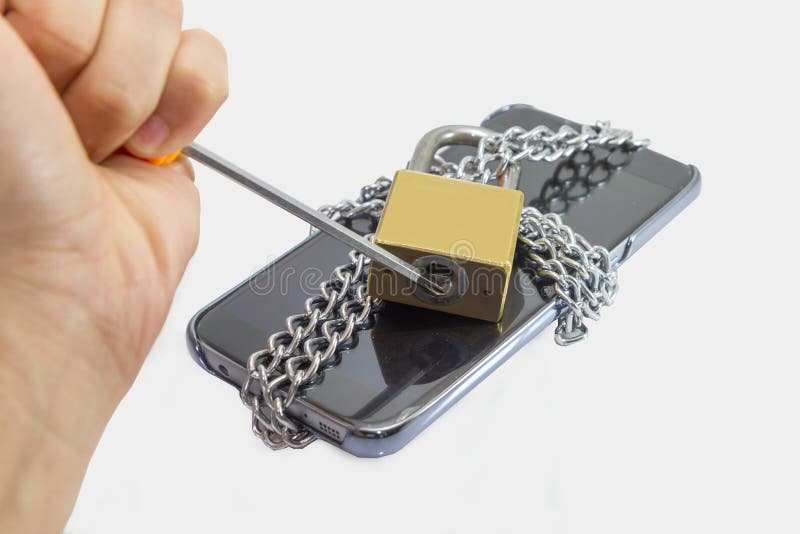 Destroy the Lock Mobile Phone Stock Image - Image of digital, safe ...