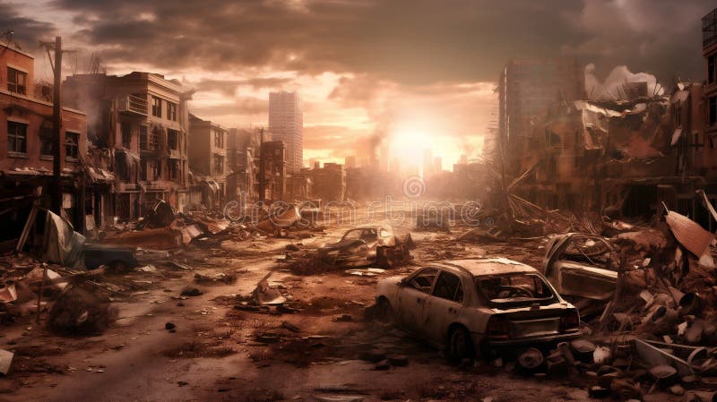 A Destroyed and Abandoned City Block, Representing War and Disaster ...