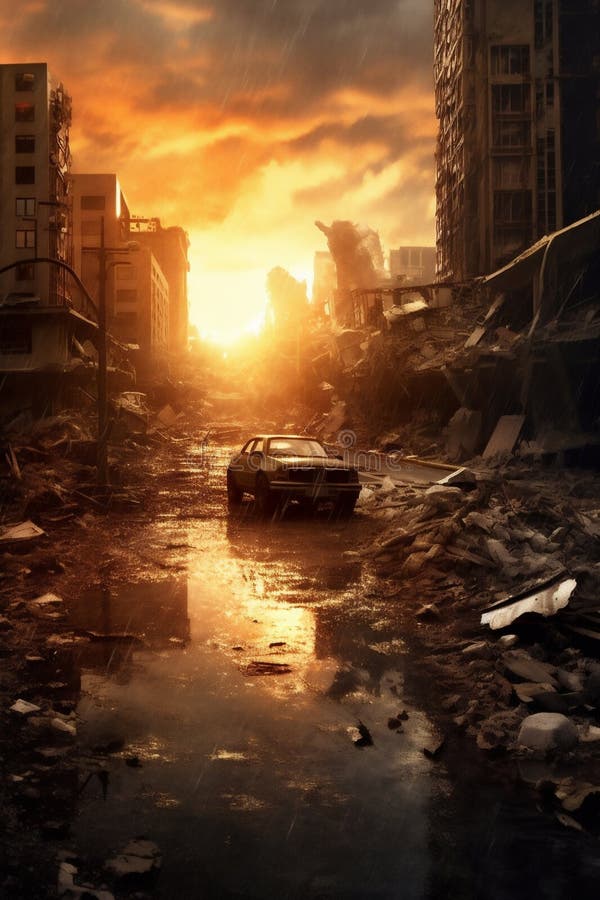 A Destroyed and Abandoned City Block, Representing War and Disaster ...