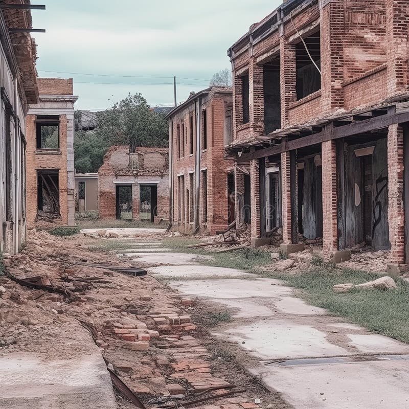 Destroyed Abandoned City Ruins Stock Illustration - Illustration of ...