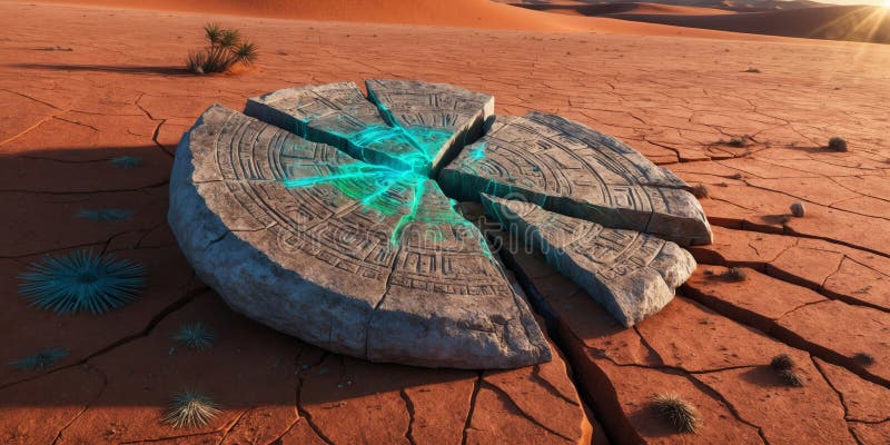 A Destroyed Ancient Alien Stone Lying in the Middle of the Desert ...