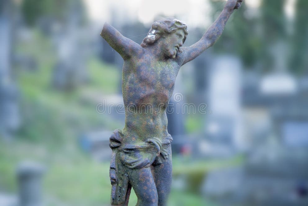 Destroyed Ancient Iron Statue of Jesus Christ Stock Photo - Image of ...