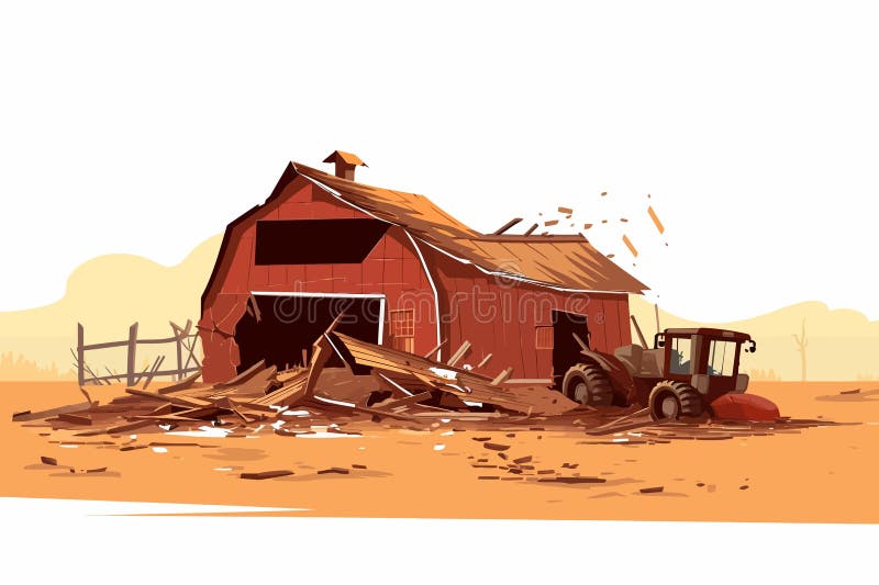 Destroyed Barn Demolished Building Vector Flat Isolated Illustration ...