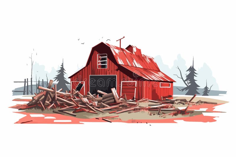 Destroyed Barn Demolished Building Vector Flat Isolated Illustration ...