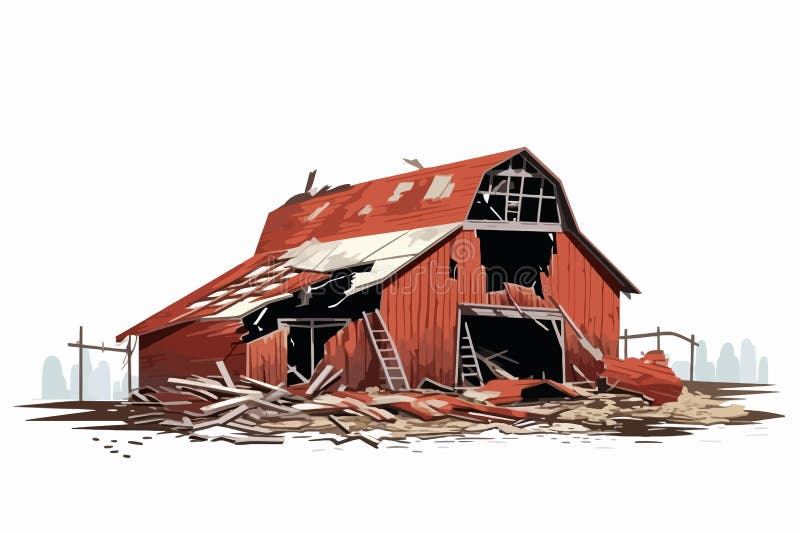 Destroyed Barn Demolished Building Vector Flat Isolated Illustration ...